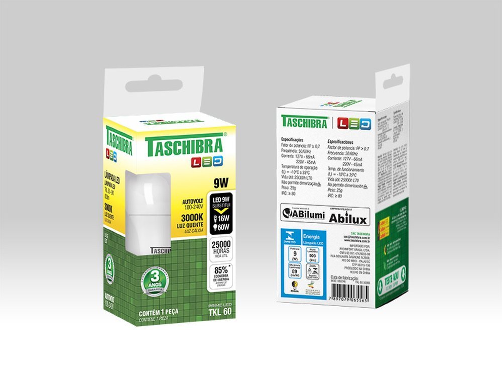 Lâmpada Led TKL 9W 3000K Taschibra
